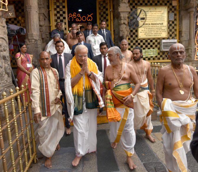 PHOTOS: PM offers prayers at Tirupati temple - Rediff.com India News