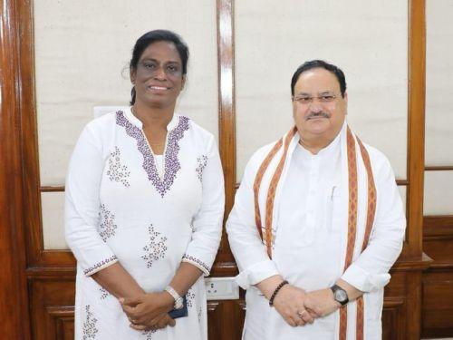 MP Usha meets Nadda