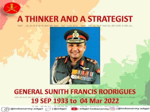 Former army chief Gen SF Rodrigues passes away