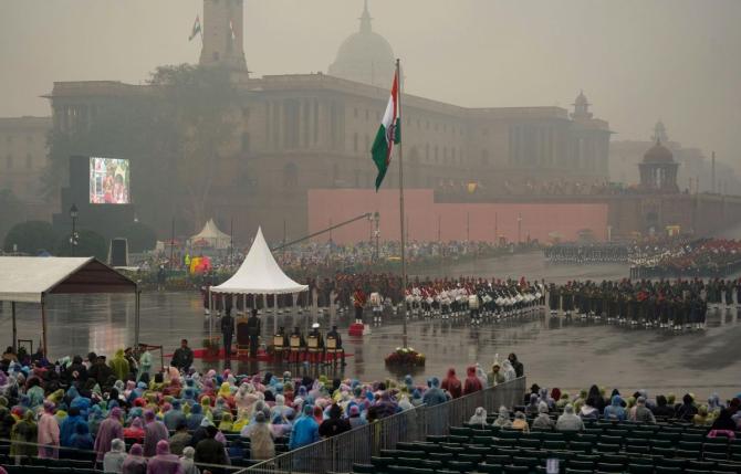 Beating The Retreat Ceremony Held Amid Downpour In Delhi