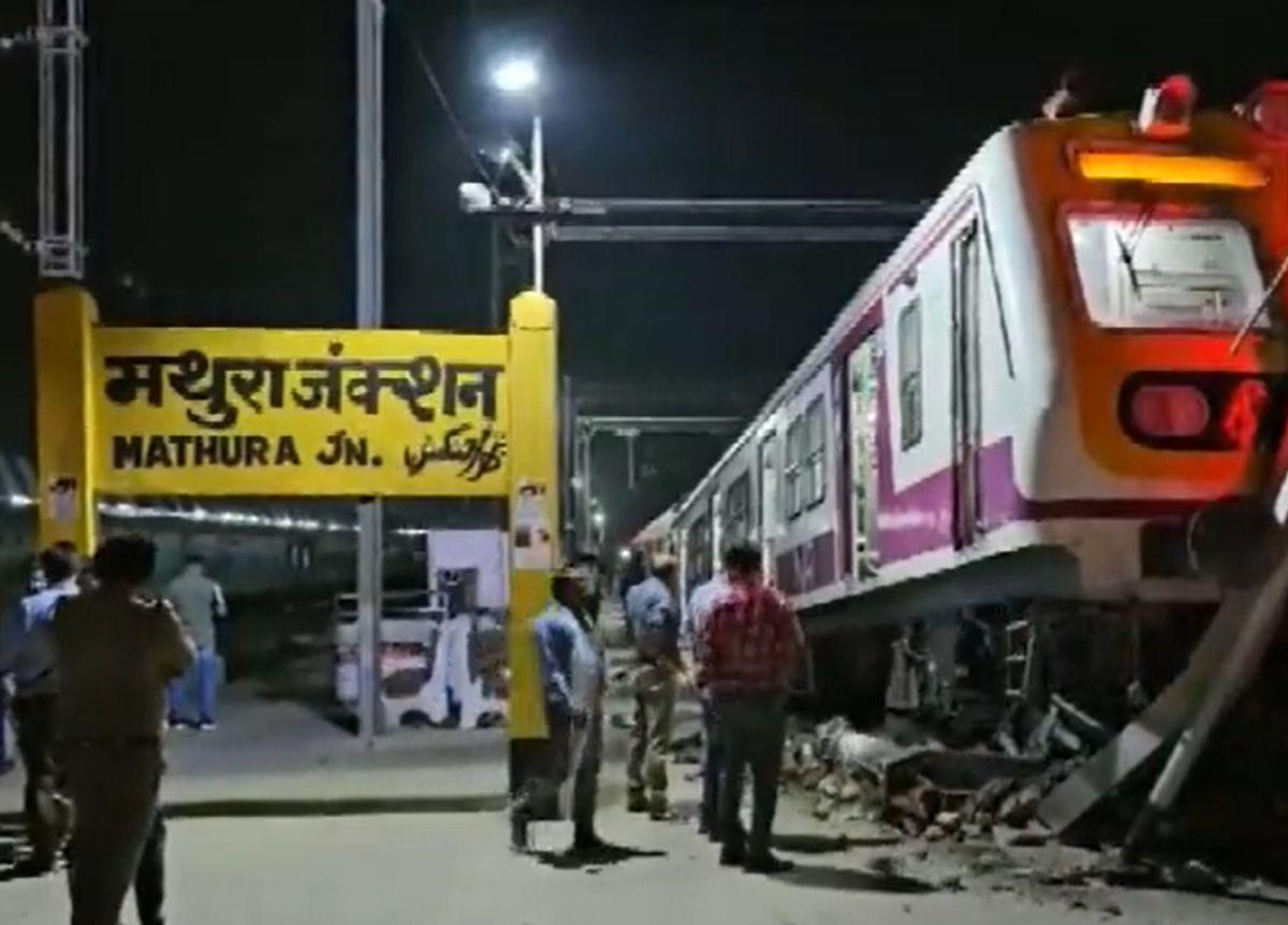 Train climbs onto platform at Mathura station, 1 injured