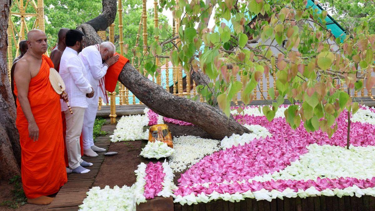 Modi visits Buddhist shrine in Sri Lanka's Anuradhapura