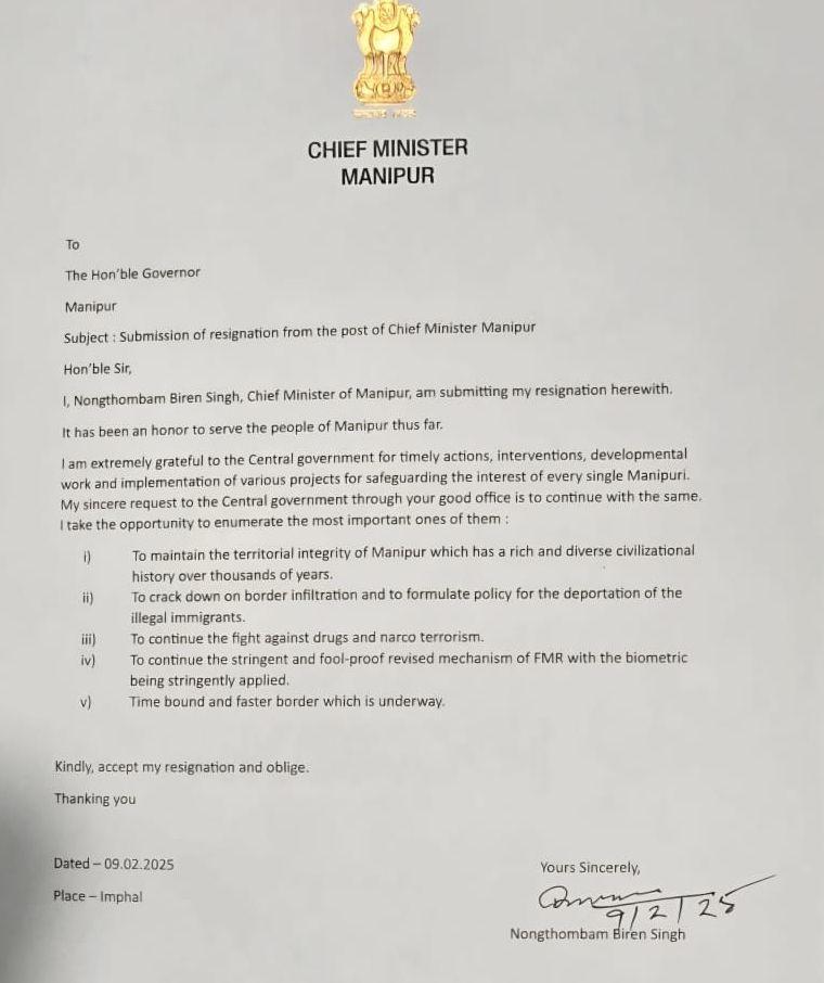 Read: Manipur CM's resignation letter