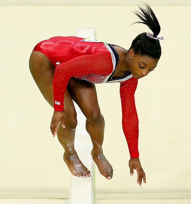 Photos Simone Biles Slips On Beam Shows Shes Human Rediff Sports